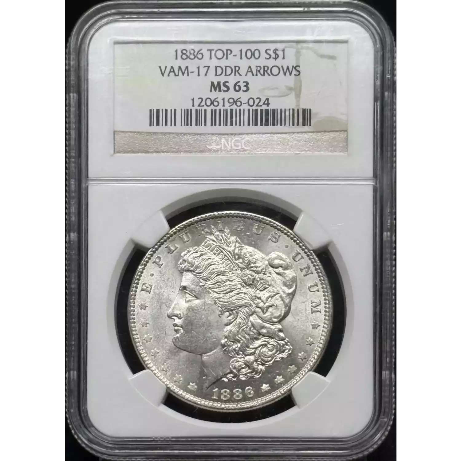 1886 Morgan Silver Dollar NGC MS-63 VAM-17 DDR ARROWS - Allgood Coin