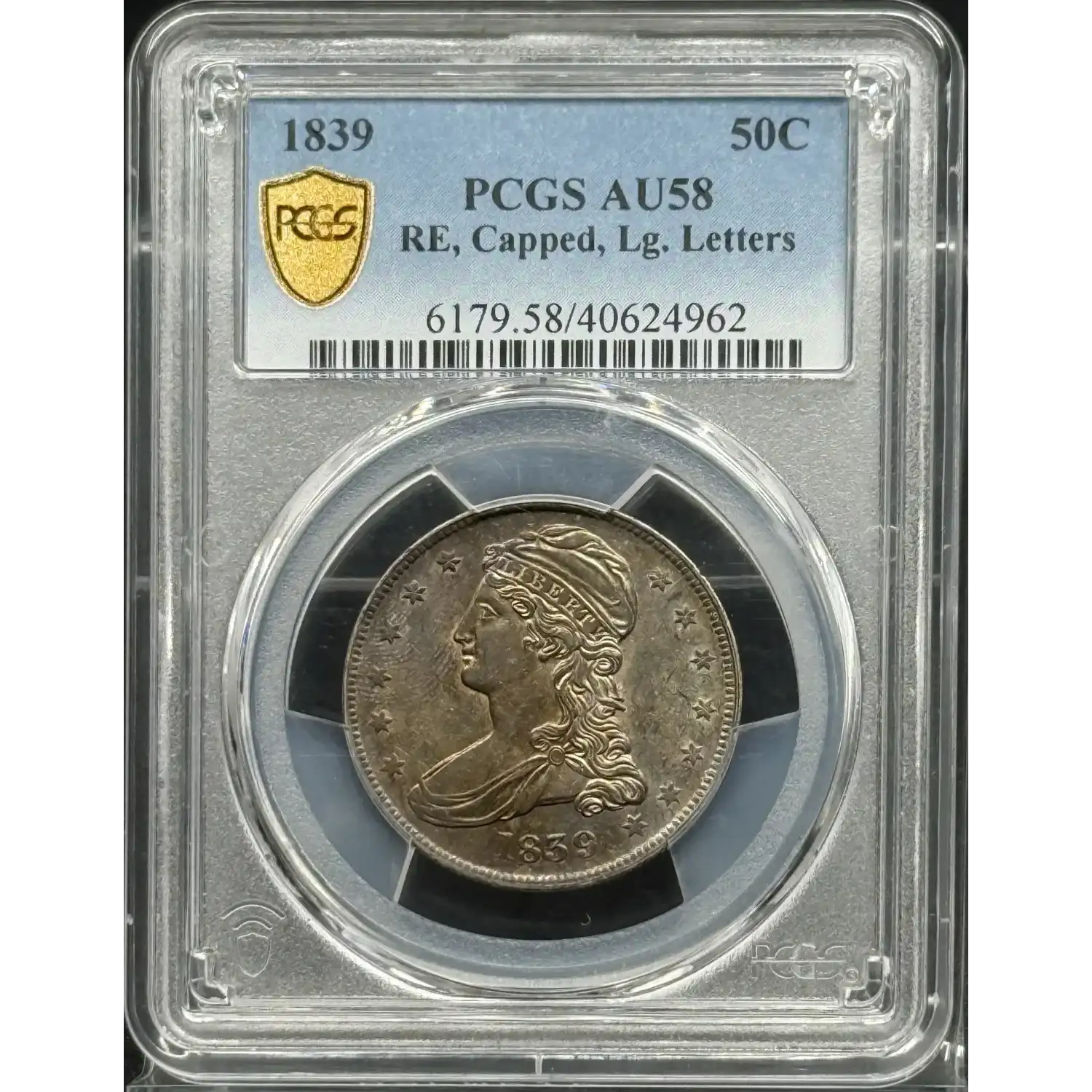 1839 Capped Bust Half Dollars, Reeded Edge PCGS AU-58 - Allgood Coin