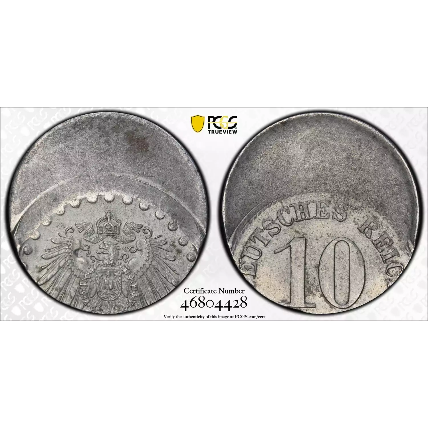 (1916-22) GERMANY Iron 10 PFENNIG PCGS AU-58 Off Center - Allgood Coin